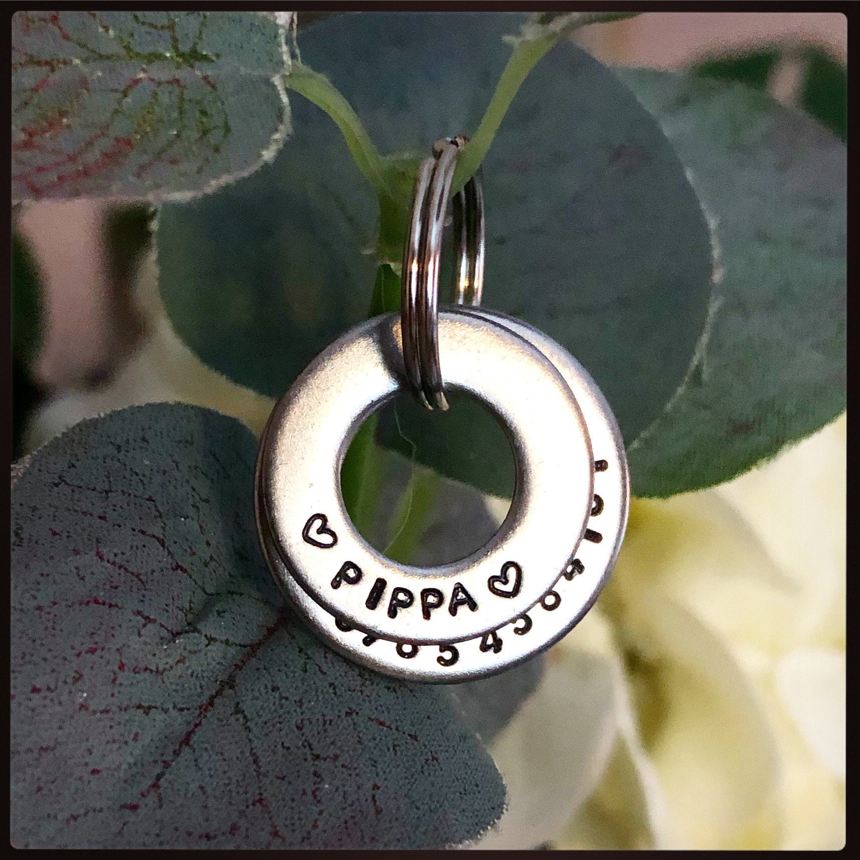 Pet ID tag. Personalised dog cat name and phone number tag. | Etsy