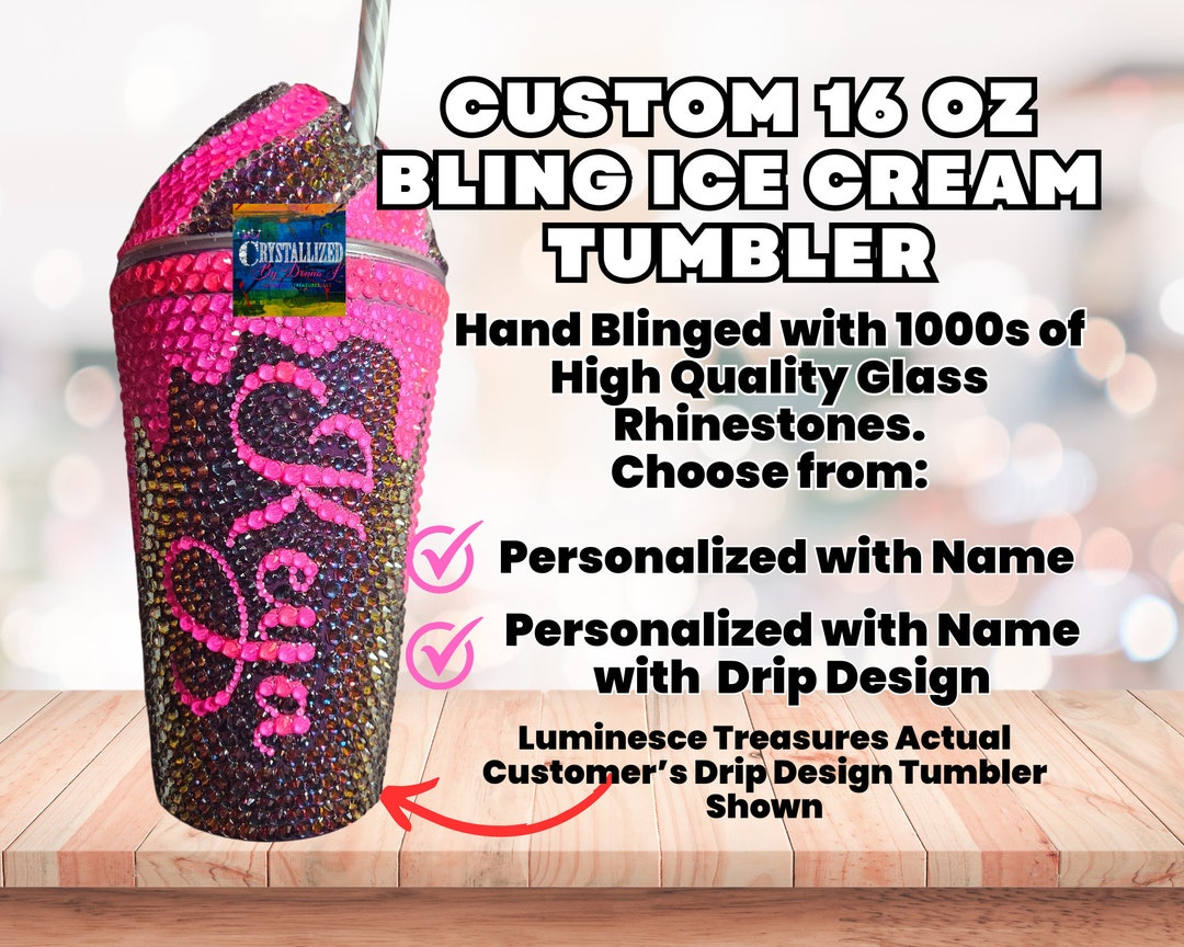 Bling 16 Oz Tumbler With Whipped Topping Lid, Rhinestone Tumbler ...