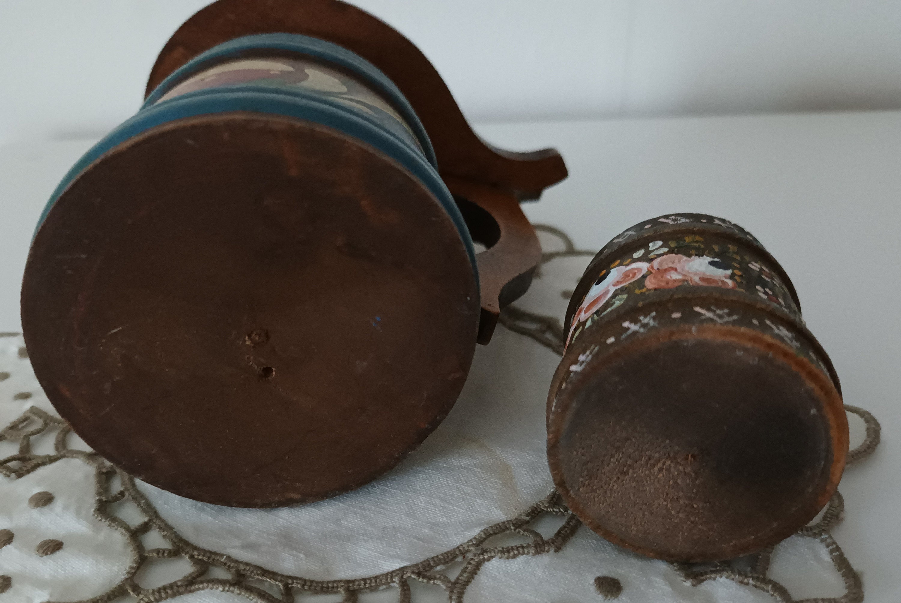 Vintage Swedish Wooden Mugs (set of 2), Hand-painted Kurbits Folk Art ...