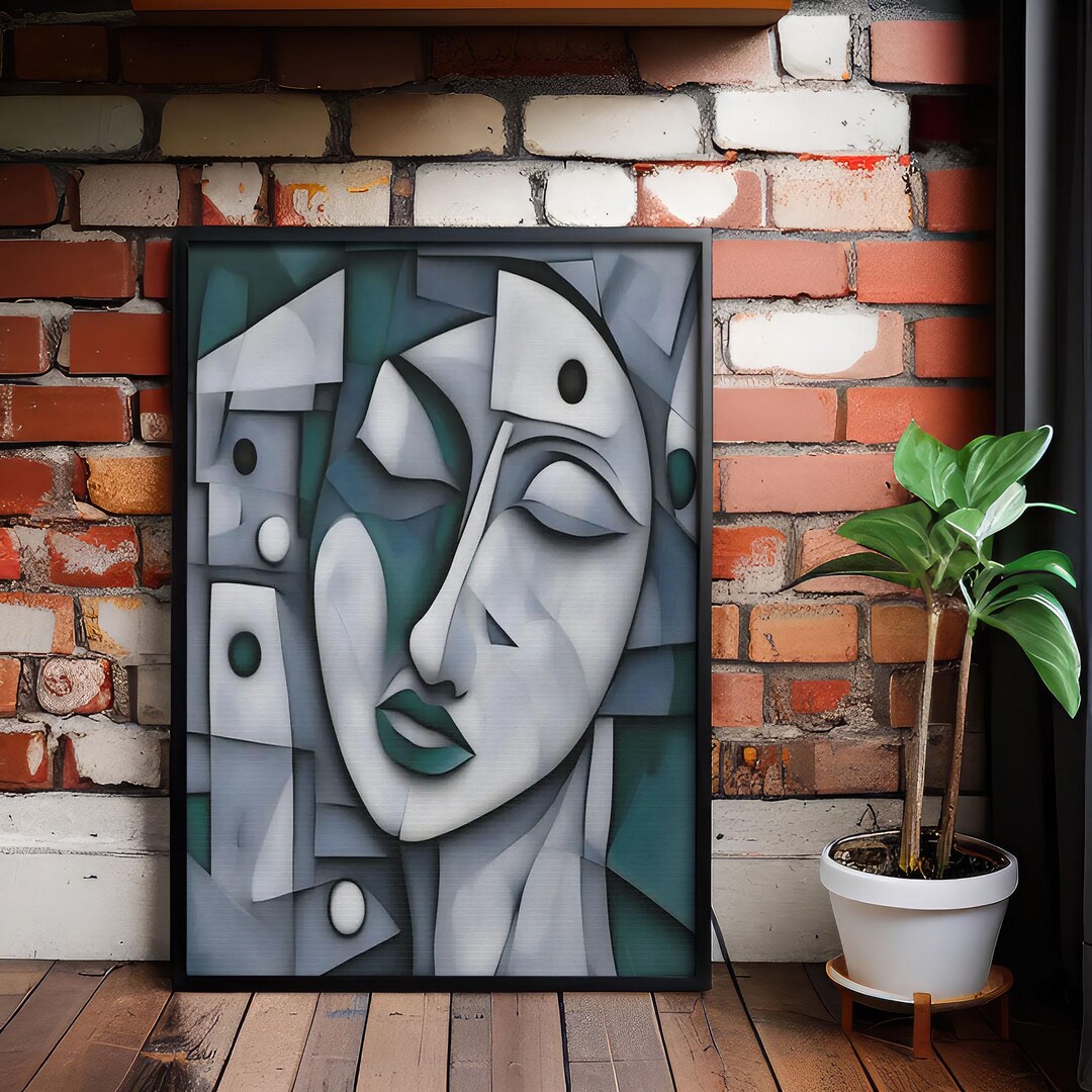 Modern Square Wall Art for Cubism Lovers, Blue Home Decoration Ideas ...