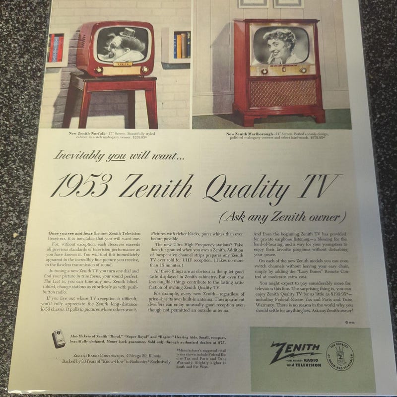 Vintage Zenith Tv - Etsy