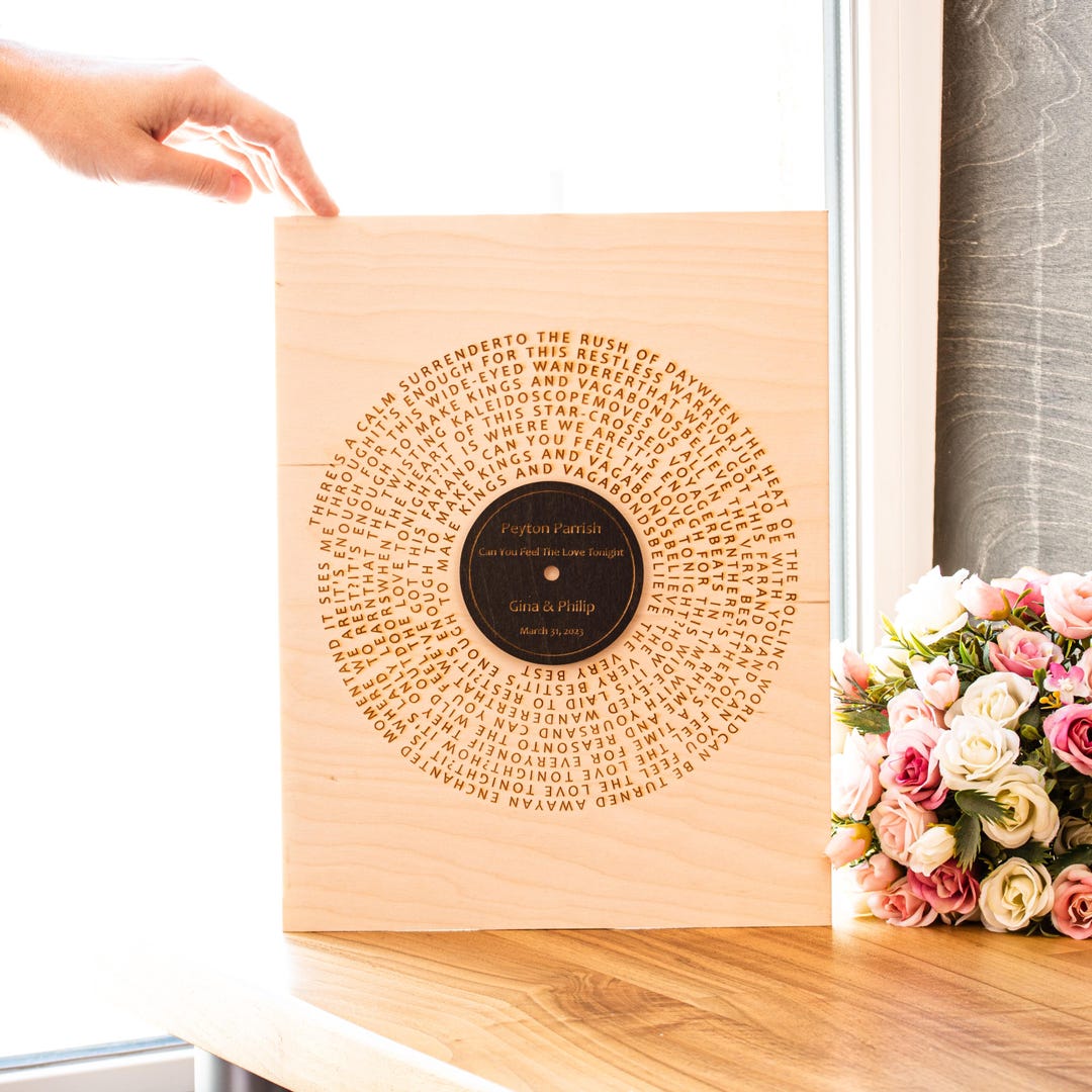 Custom Engraved Song Lyrics, Personalized 5th Anniversary Gift, Unique ...