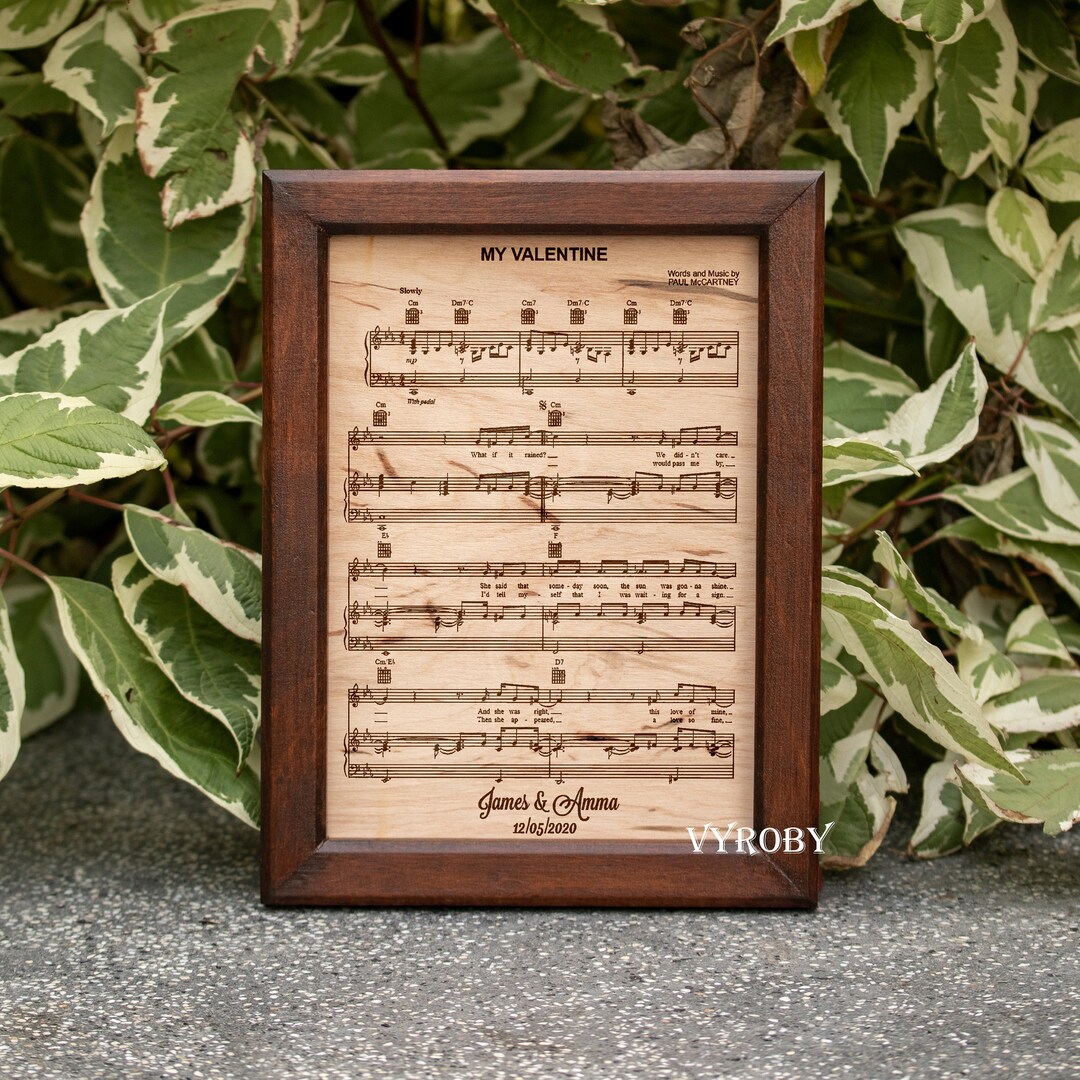 Engraved Sheet Music Wall Art: Personalized First Dance Song, 5th ...