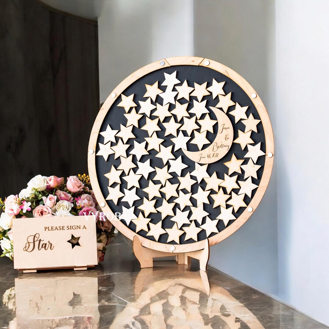 Celestial Moon and Stars Wedding Guest Book Boho Wedding Decor Unique ...