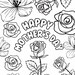 Happy Mother's Day Floral Coloring Page, Downloadable Kids Coloring ...
