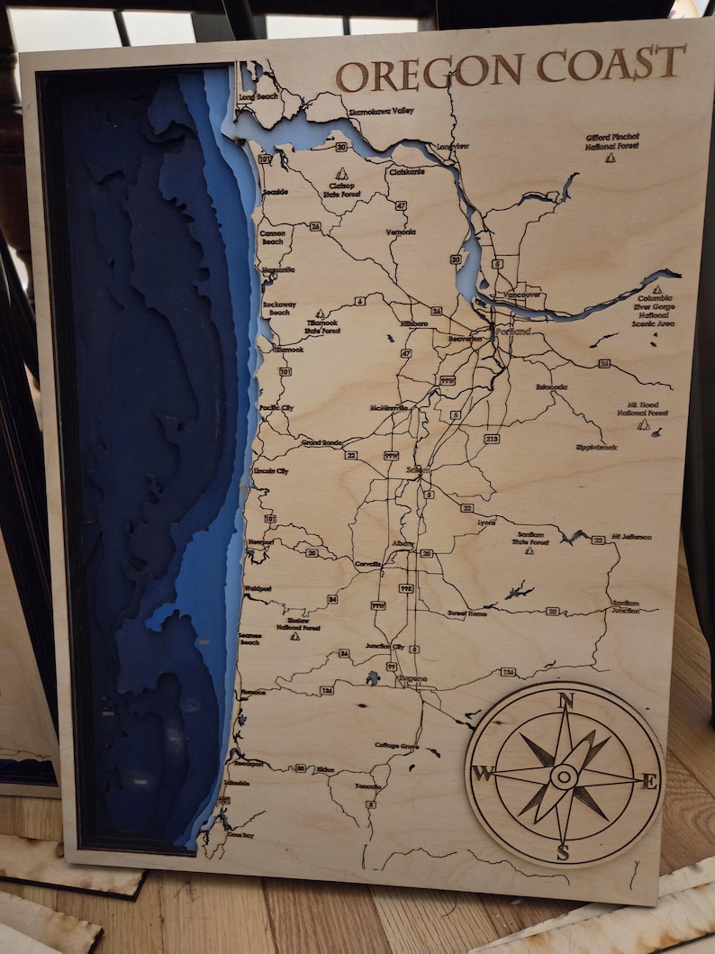 Oregon Coast Map, VRBO, AIRBNB, Vacation, Laser Cut Map, Wedding Gift ...