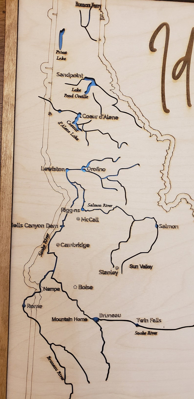 Idaho Rivers Map, Laser Cut Map, Idaho Map, Coastal Wall Art, Beach ...