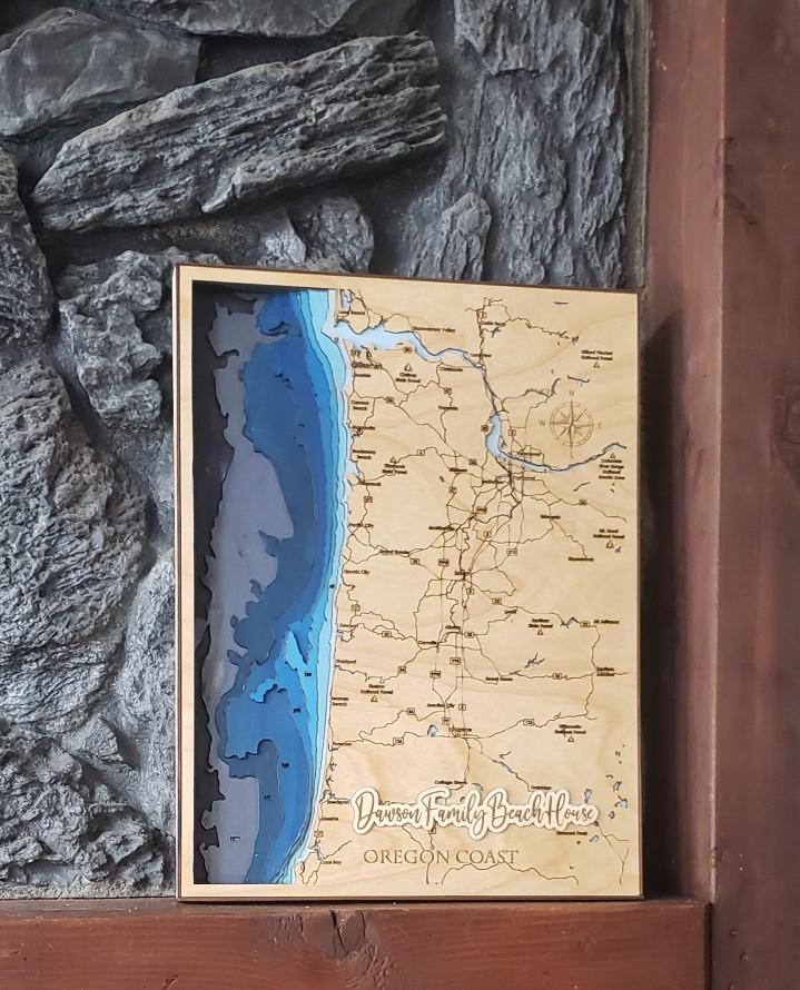 Oregon Coast Map, VRBO, AIRBNB, Vacation, Laser Cut Map, Wedding Gift ...