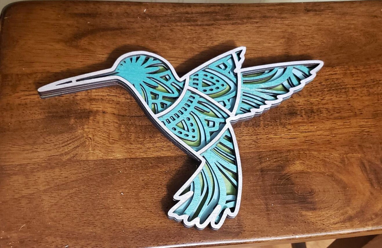 Laser Cut Hummingbird Wall Hanging, Mandala, Hummingbird Art, Eclectic ...
