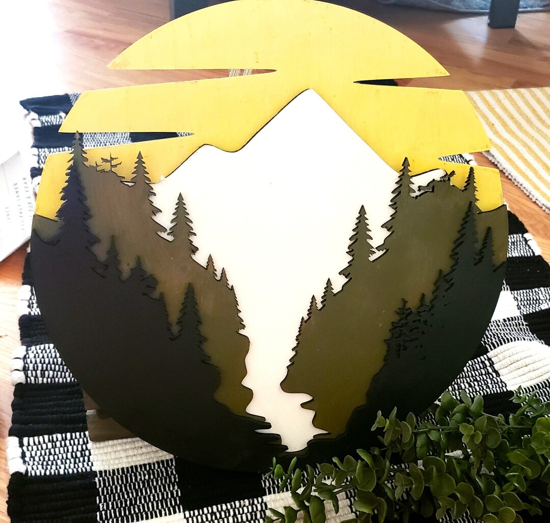 Boho, Layered Sign, Mountain Sign, Mountain Wall Hanging, Laser Cut ...