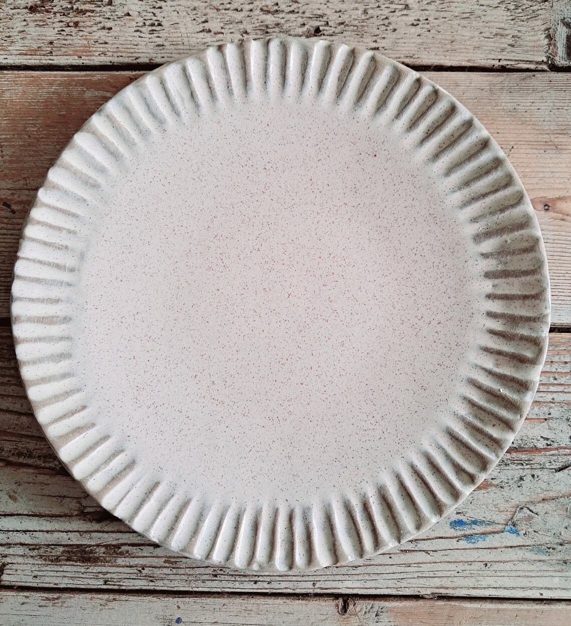 Handmade White Ceramic Breakfast or Dessert Plate With Rustic Fluted ...