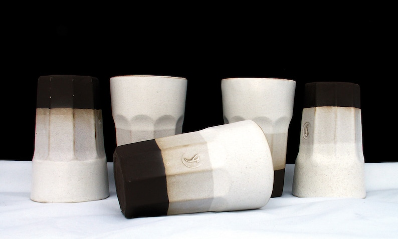 Robust Brown Ceramic Beaker With White Layered Glazing, Lemonade or Tea ...