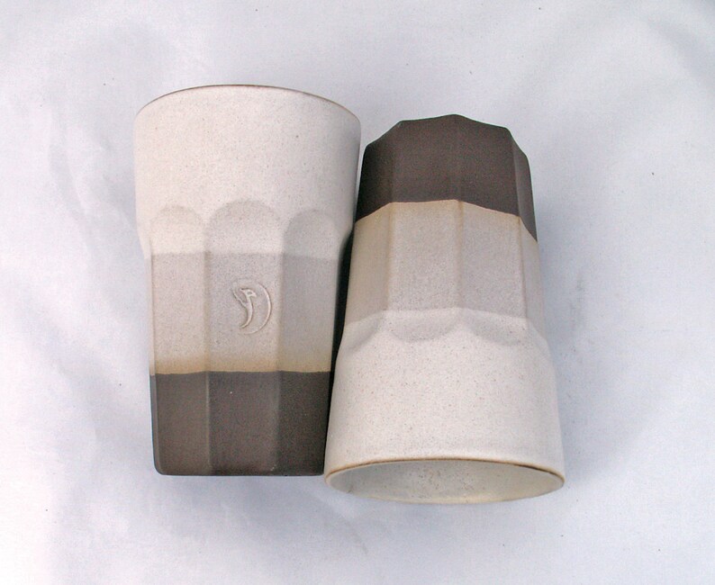 Robust Brown Ceramic Beaker With White Layered Glazing, Lemonade or Tea ...