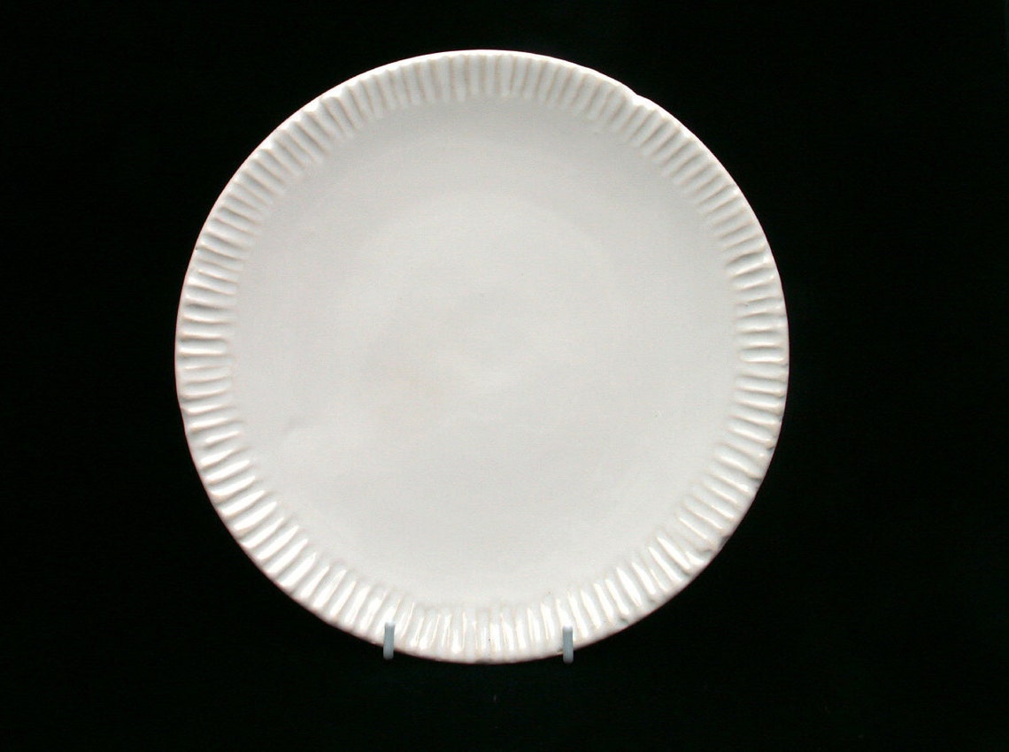 Handmade White Ceramic Breakfast or Dessert Plate With Rustic Fluted ...
