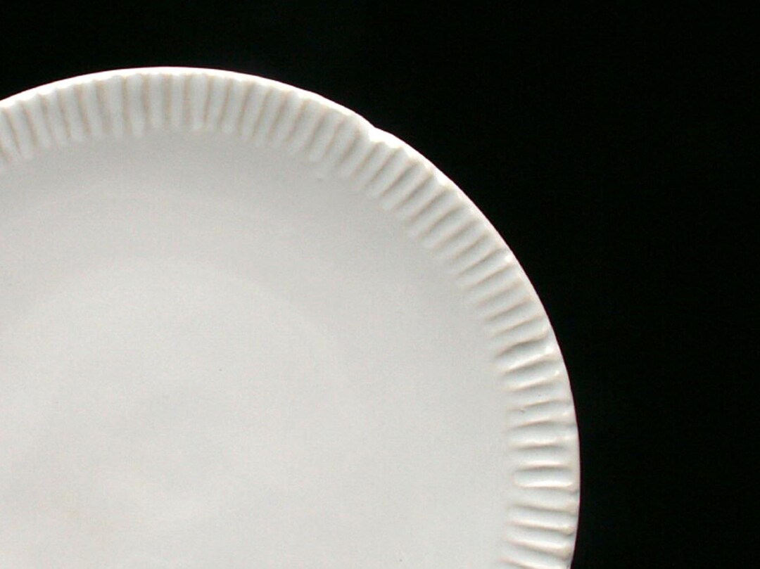 Handmade White Ceramic Plate, Rustic Fluted Edge, Vintage Looking ...