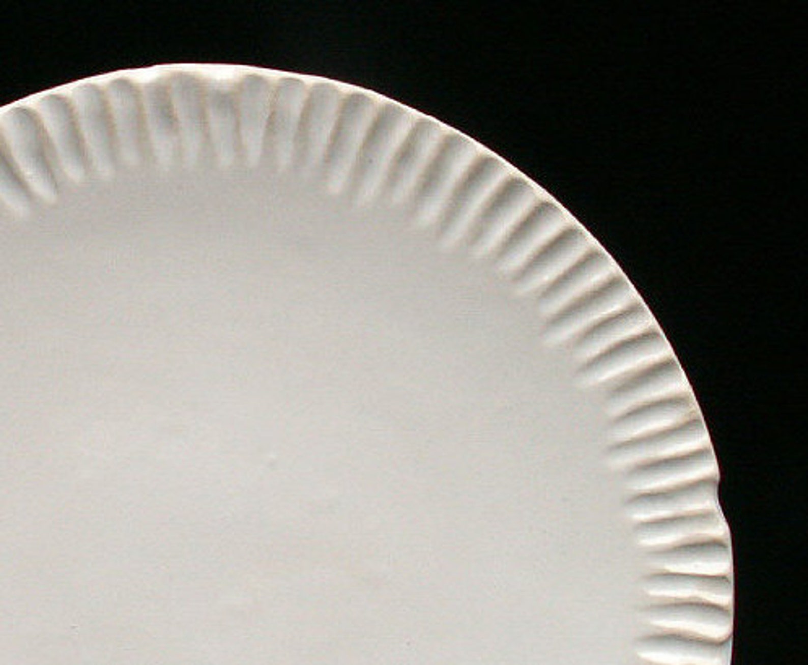Handmade White Ceramic Dinner Plate With Vintage Looking Fluted Edge ...