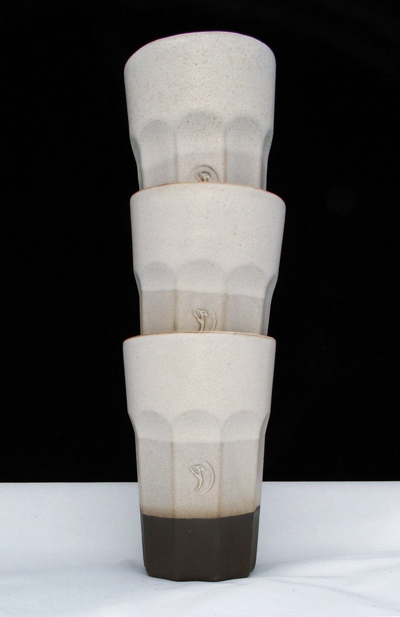 Robust Brown Ceramic Beaker With White Layered Glazing, Lemonade or Tea ...