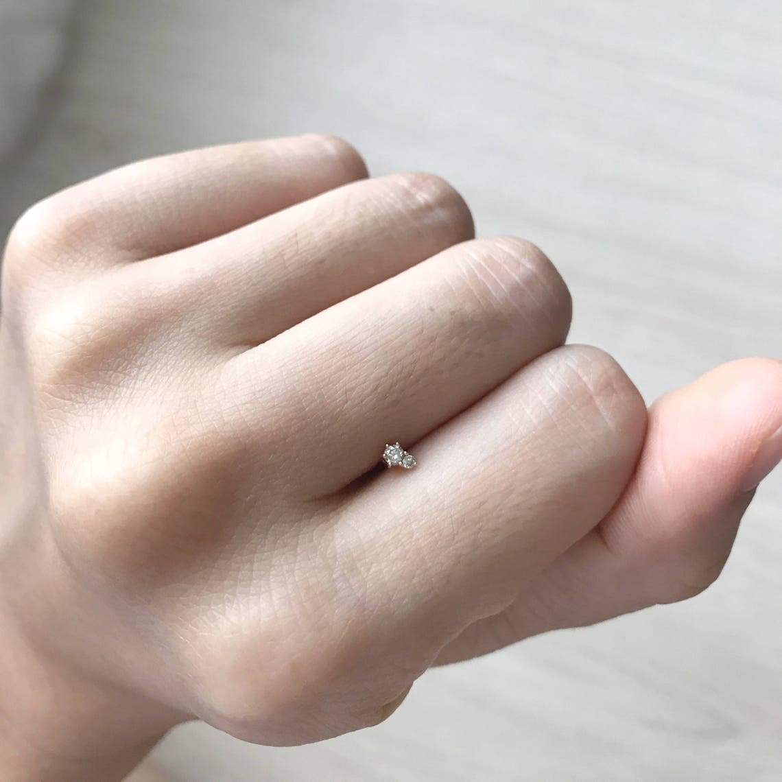 6 Prong Double Mini Diamond Stud Piercing Saddleback Earring | Etsy