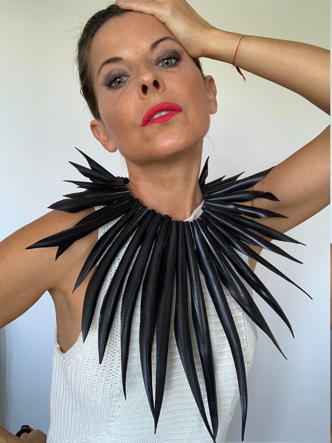 Ola Bold and Black Neckpiece Upcycled Necklace to Stand Out - Etsy