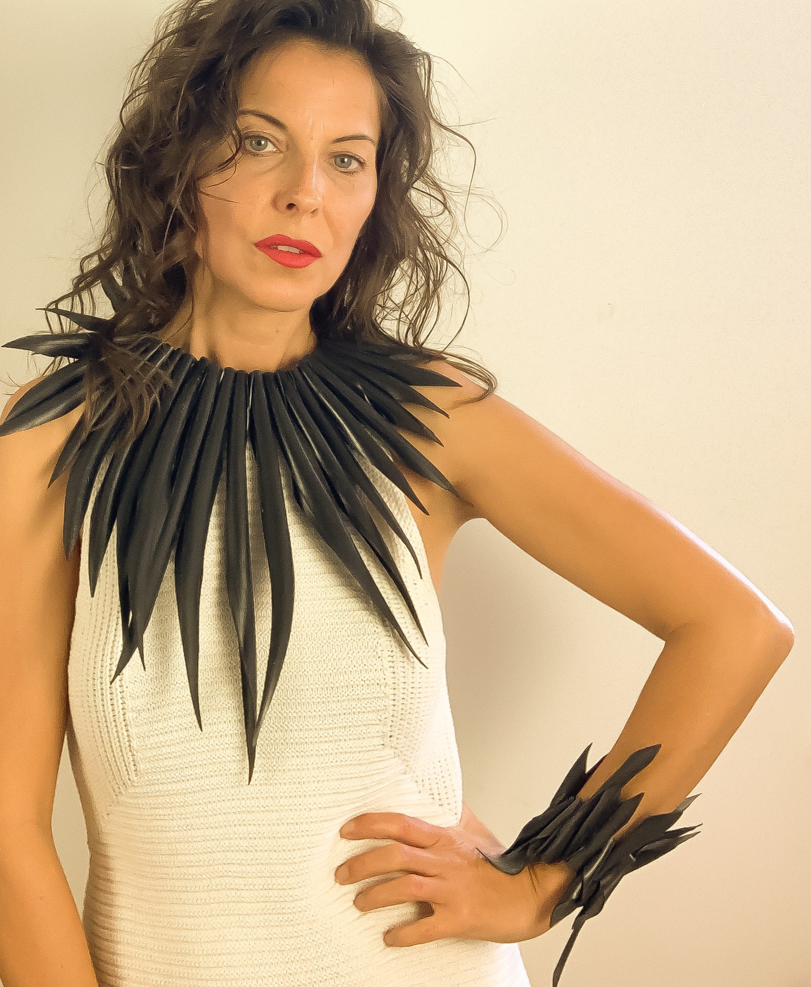 Ola Bold and Black Neckpiece Upcycled Necklace to Stand Out - Etsy