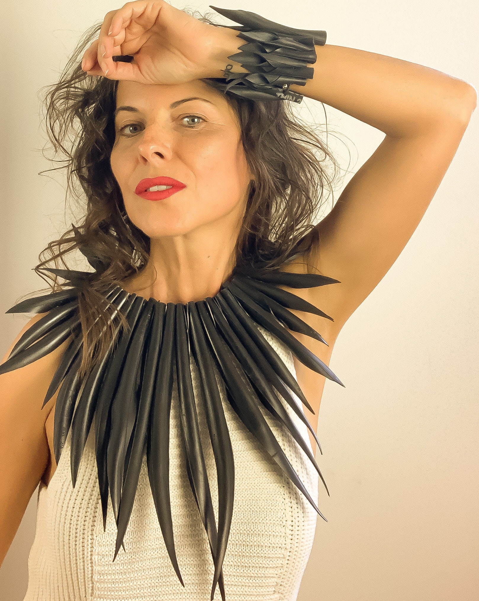 Ola Bold and Black Neckpiece Upcycled Necklace to Stand Out - Etsy