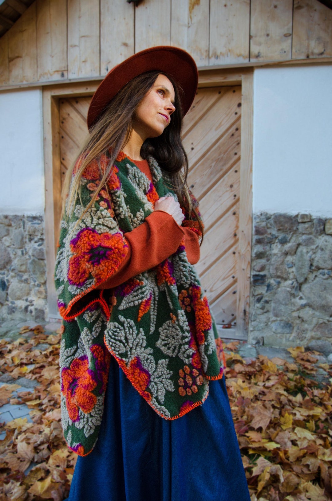 Woolen Poncho, Bohemian Style Poncho, Warm Autumn Winter Poncho, Hippie ...