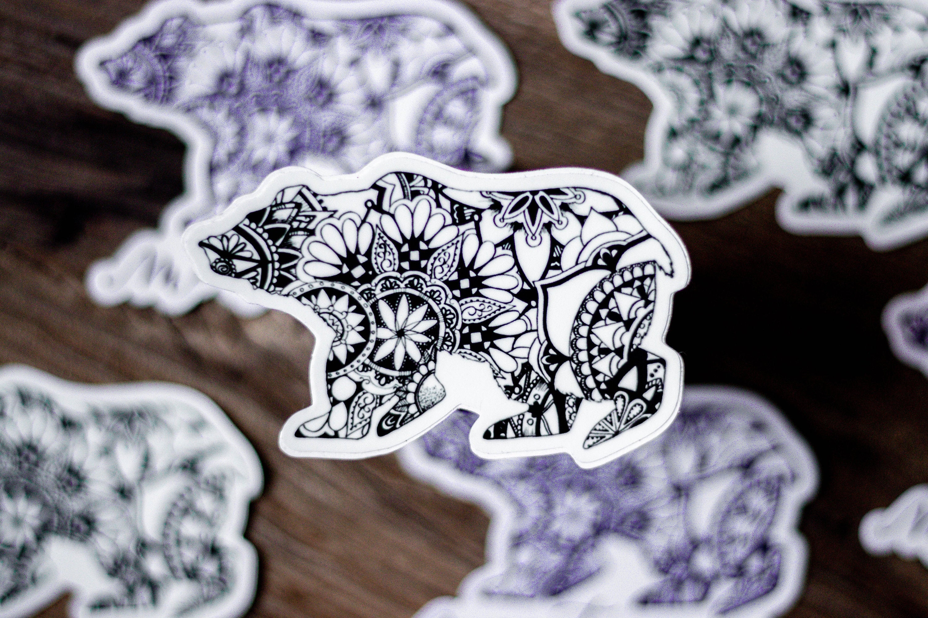Vinyl Sticker Grizzly Bear Sticker Hand Drawn Vinyl Stickers Vinyl ...