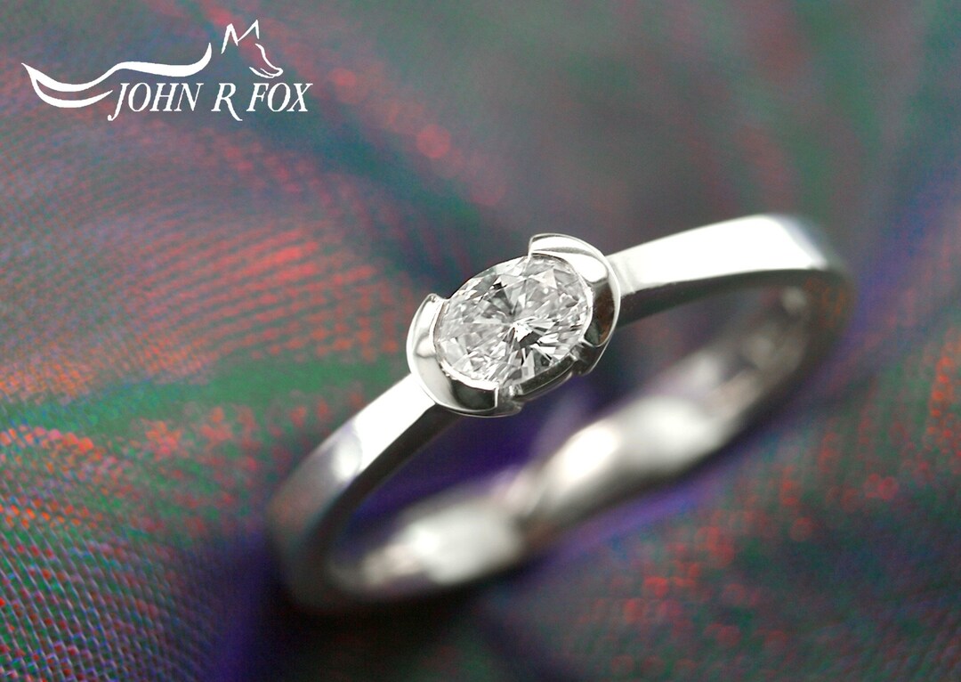 Oval Diamond Demi Bezel Ring - Etsy