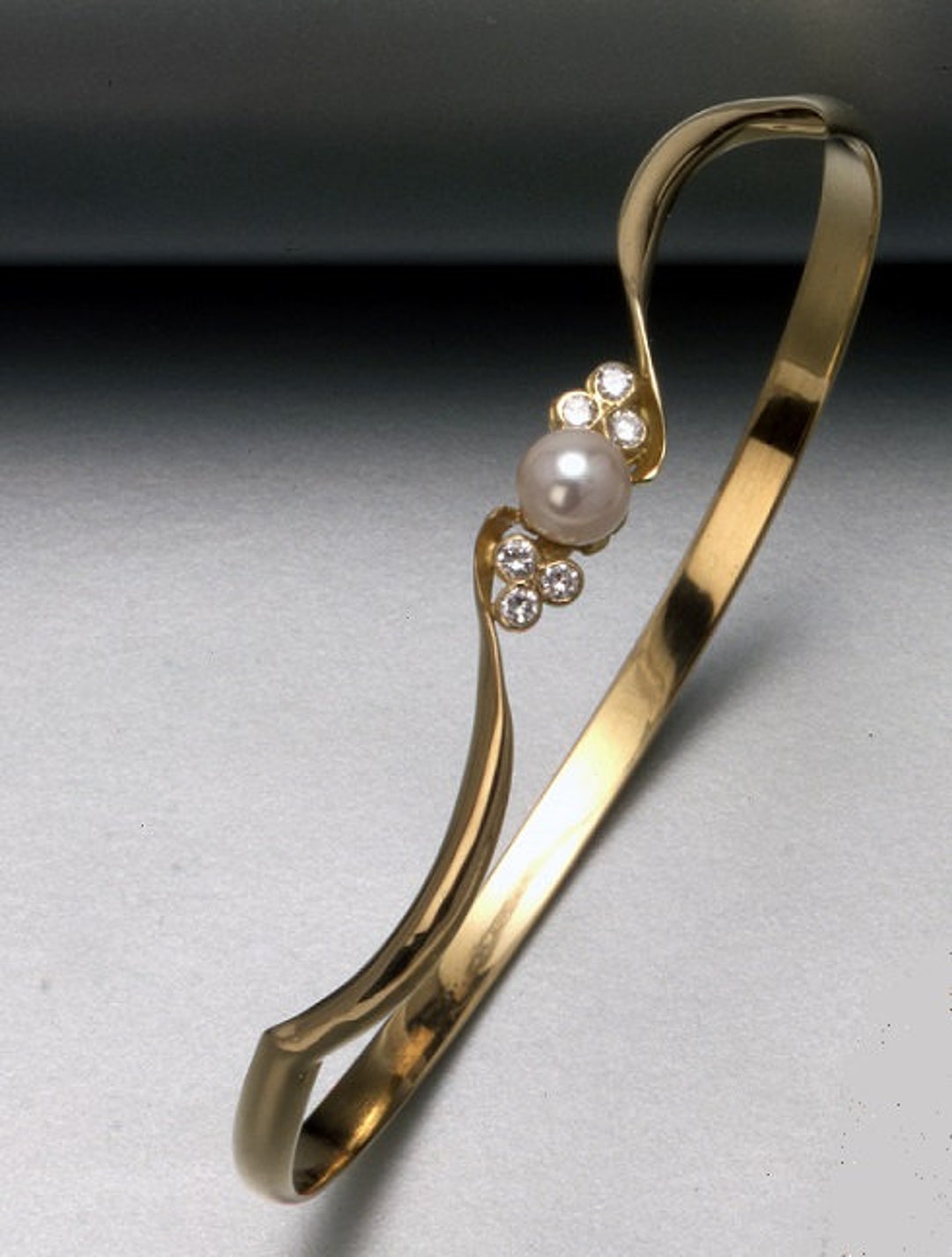 Champagne Collection Pearl & Diamond Bangle by John Fox - Etsy