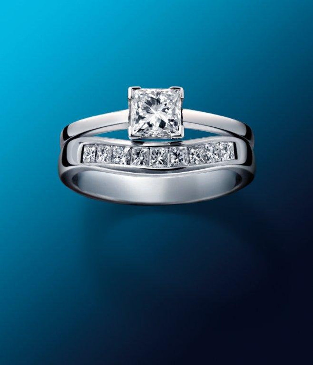 Princess Cut Solitaire With Half Eternity by John Fox - Etsy