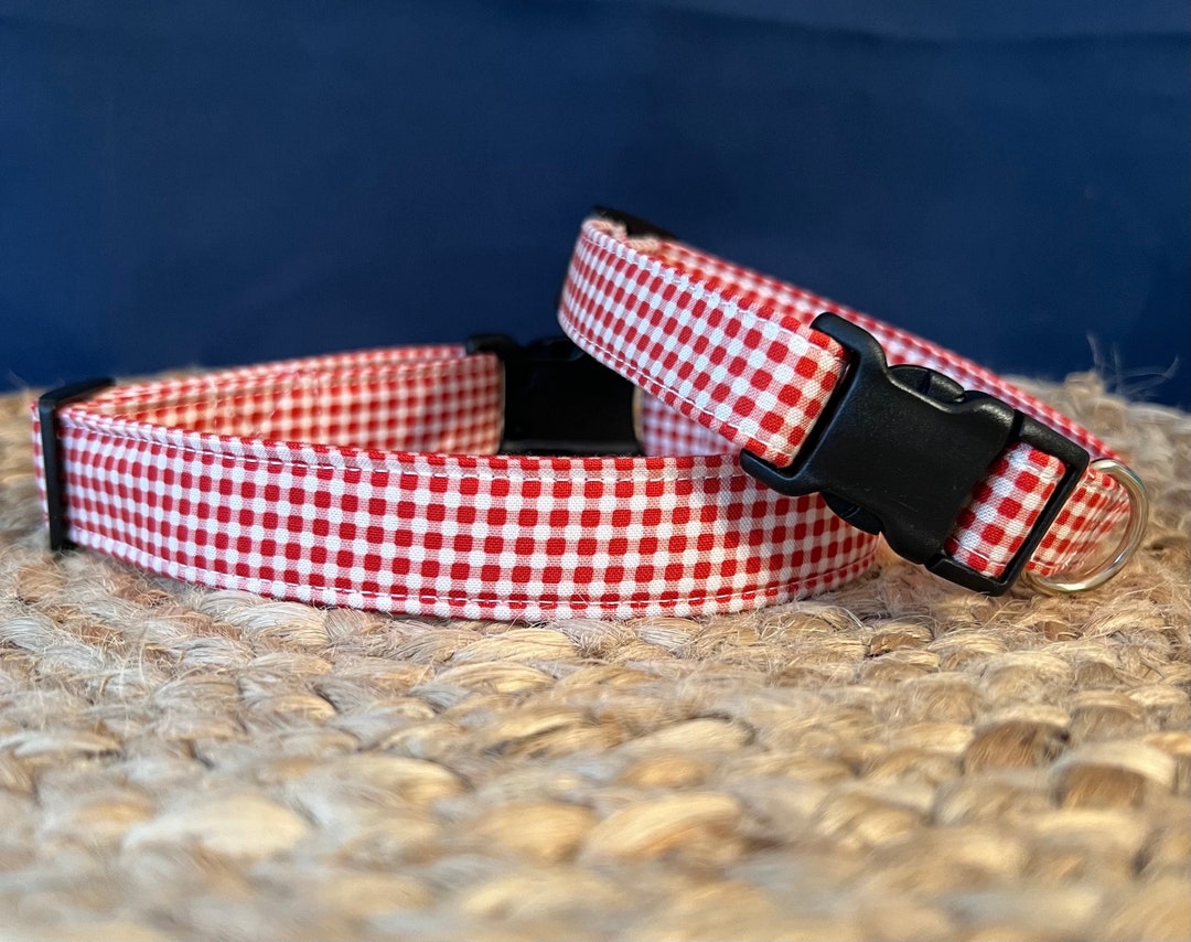 Red Gingham Dog Collar: Cute Dog Collar, Gingham Dog Collar, Red Dog ...