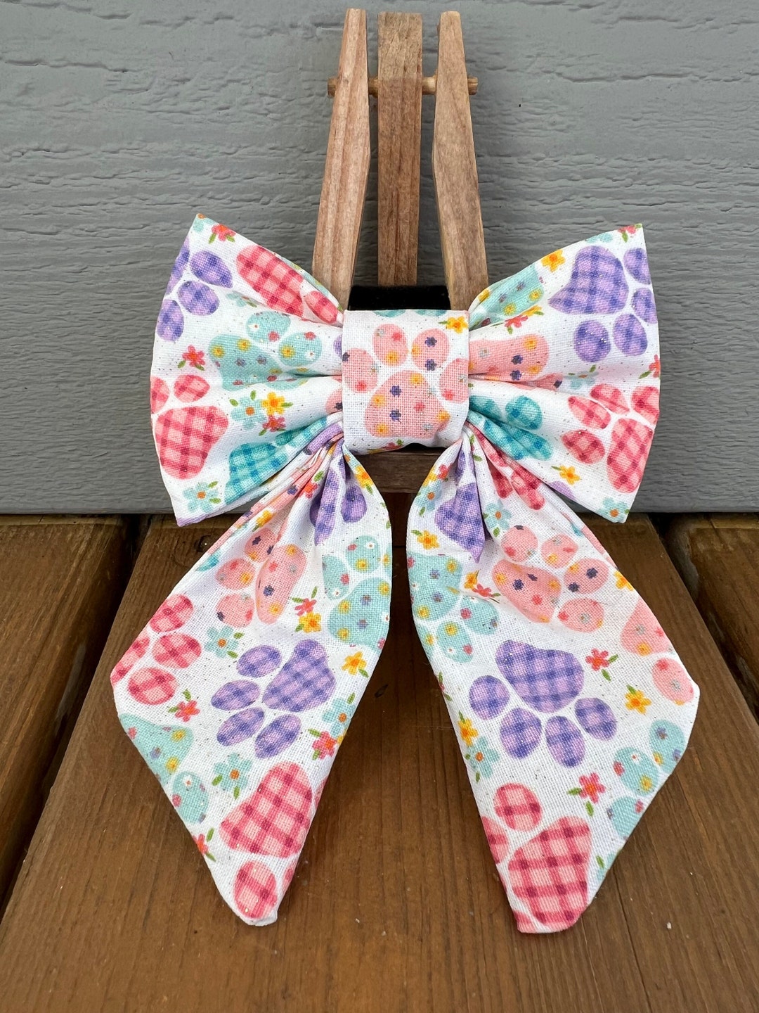 Spring Paw Priny Sailor Bow With Glitter Details, Dog Bow, Floral Dog ...