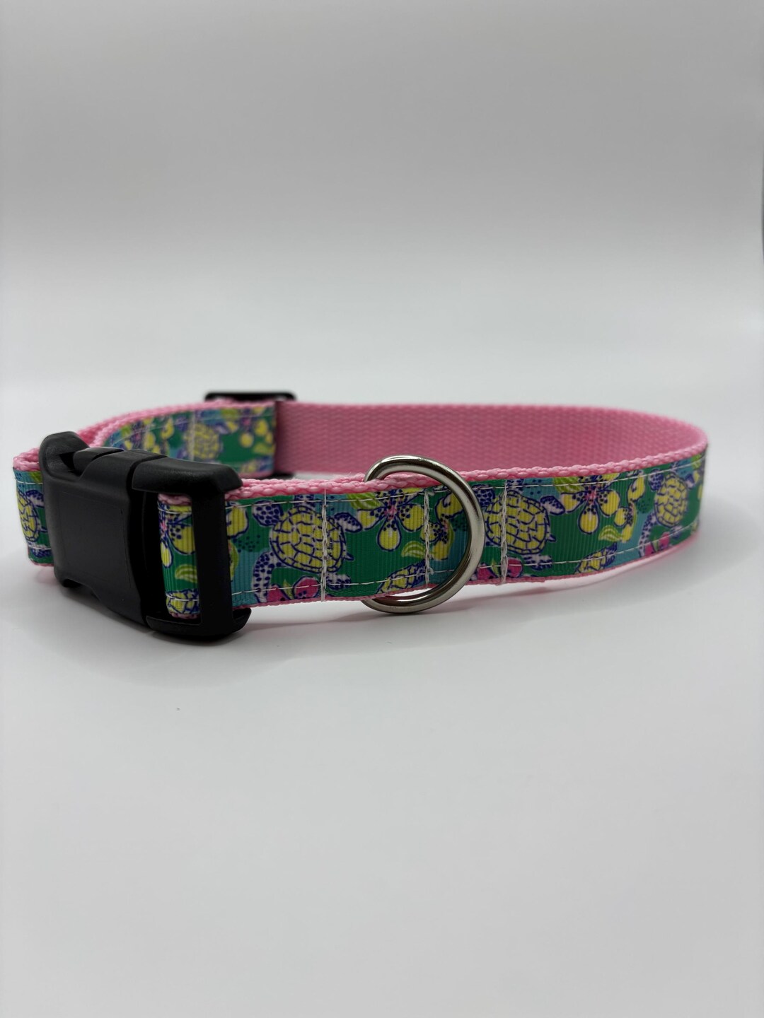 Sea Turtle Dog Collar: 1 Inch Adjustable Cotton Fabric Collar Handmade ...