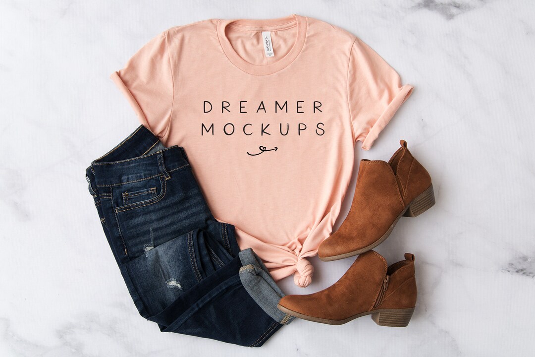 Bella Canvas Heather Peach Mockup, Bella Canvas 3001 Mockup, 3001 Mock ...