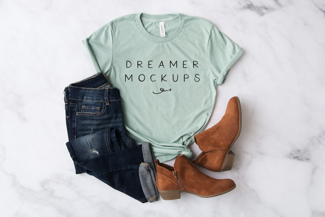 Bella Canvas Heather Dusty Blue Mockup, Bella Canvas 3001 Mockup, 3001 ...