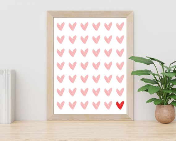 Pink and Red Hearts Printable Valentine Decor Print 8x10 - Etsy