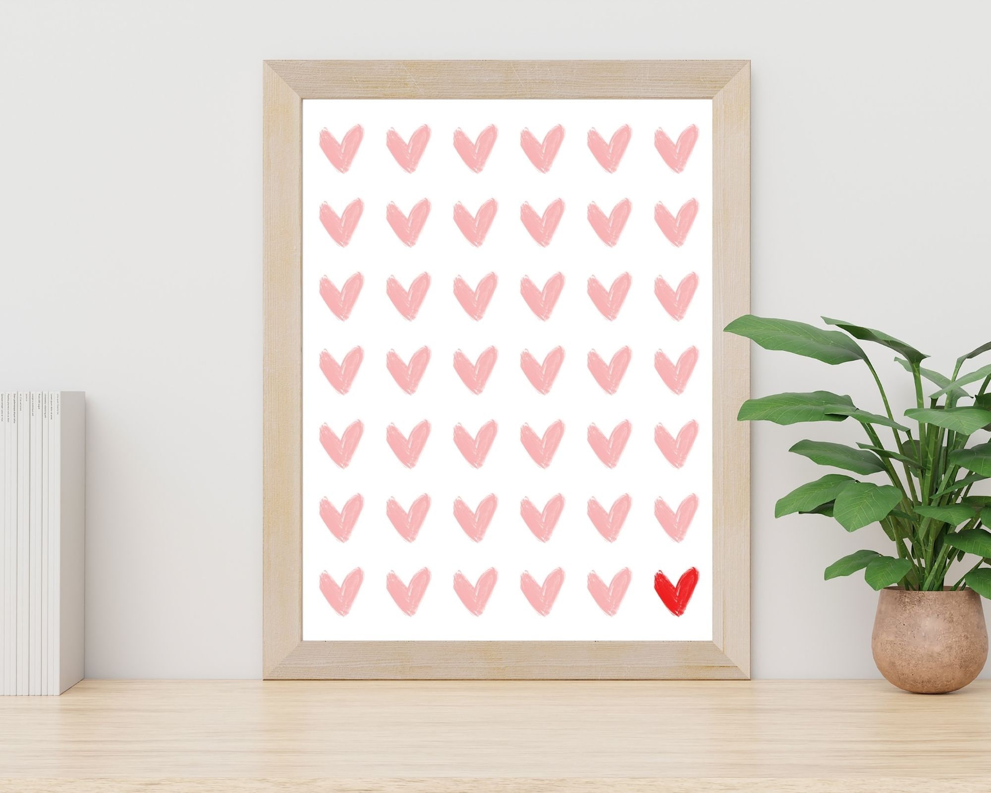Pink and Red Hearts Printable | Valentine Decor Print | 8x10 Inches ...