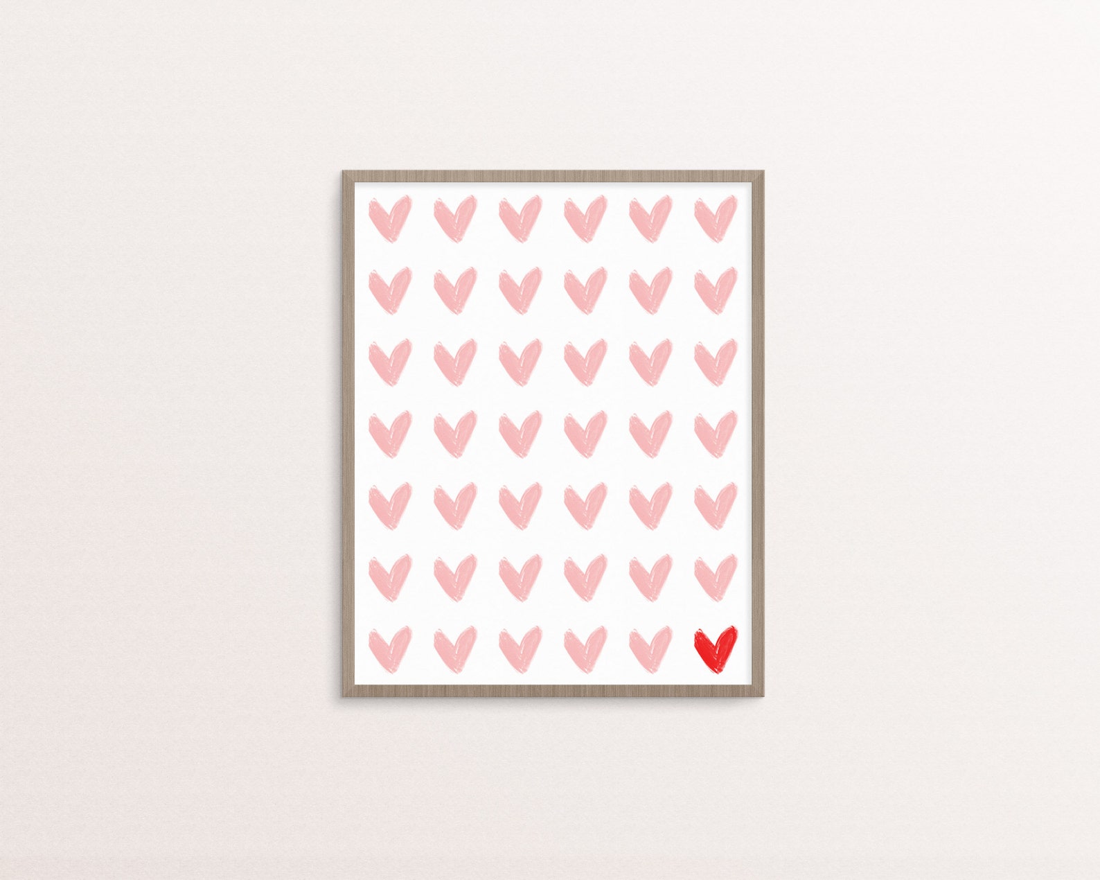 Pink and Red Hearts Printable | Valentine Decor Print | 8x10 Inches ...