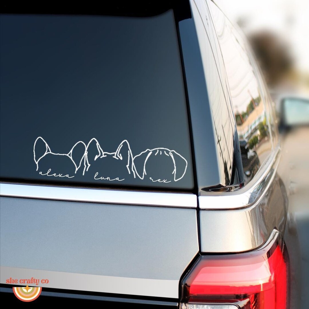 Dog Ear Car Decal, Custom Dog Sticker, Dog Vinyl Decal, Dog Mom Car ...