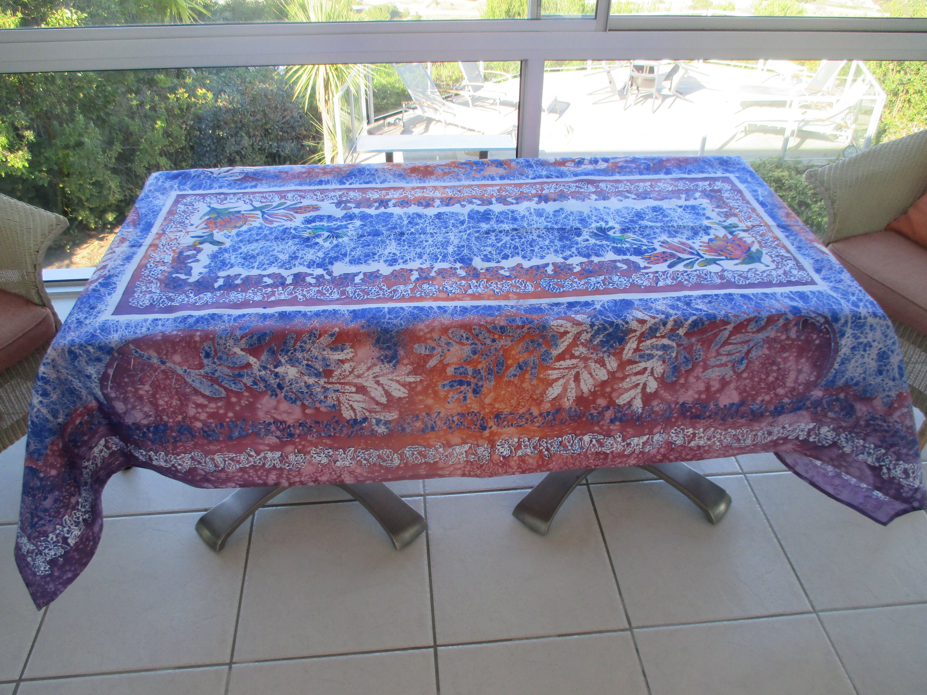 Batik Fine Art, Tablecloth, Protea Colorful, - Etsy