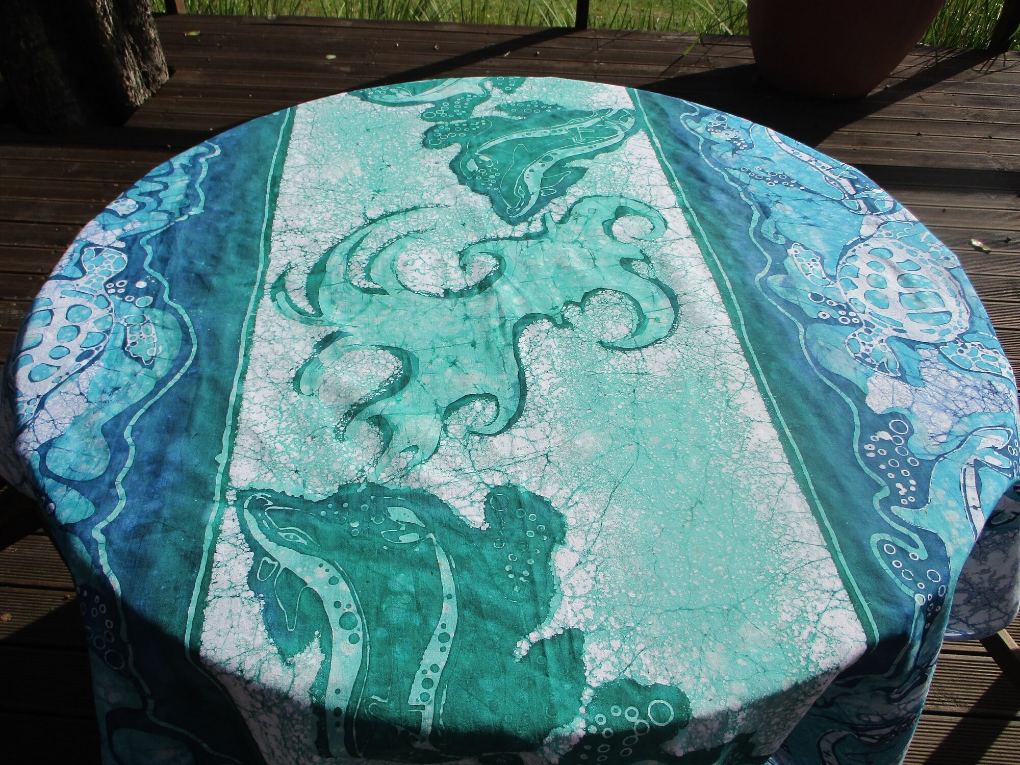 Batik Palm Beach Tablecloth With Turtles and Dolphins on 100 % Cotton ...