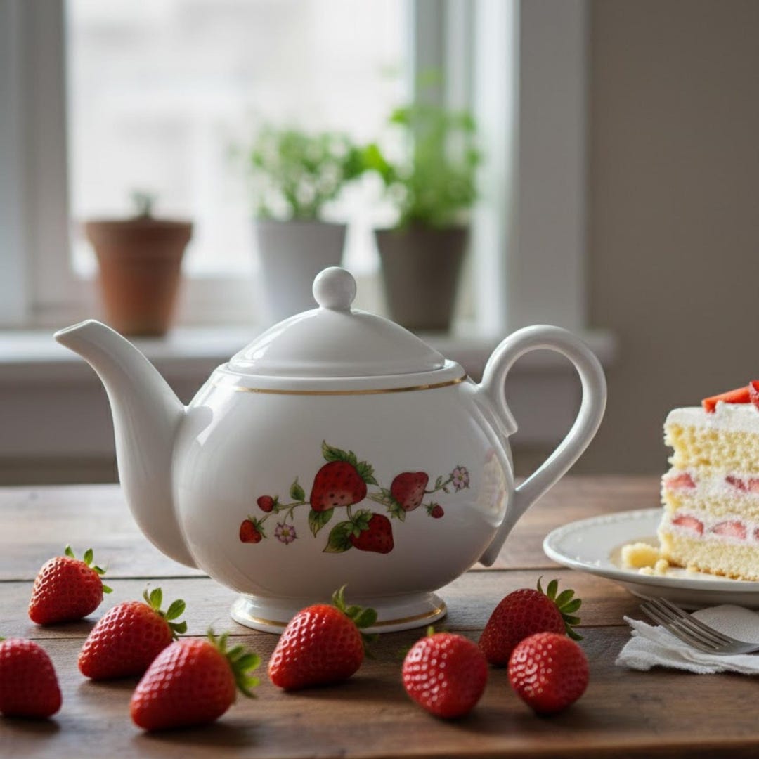 Vintage Teleflora Strawberry Tea Pot - Etsy
