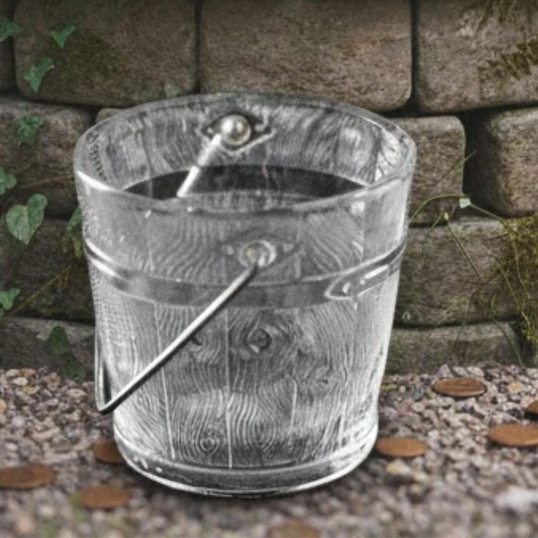 Vintage Small Glass "wood Look" Bucket With Metal Handle, 2.75 Inches ...