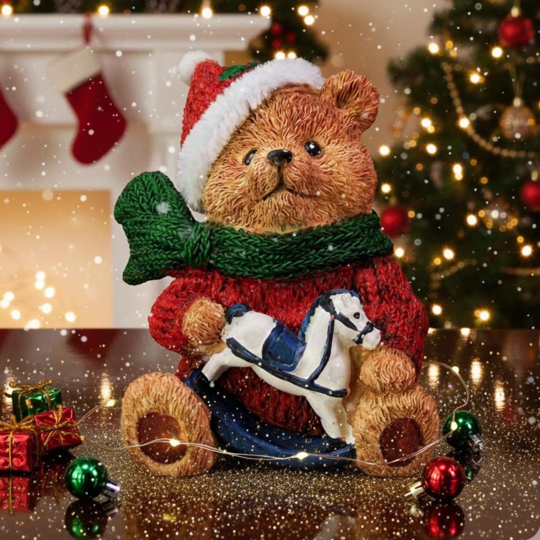 Vintage 1990s Miles Kimball Teddy Bear Resin Figurine, Hand-painted ...