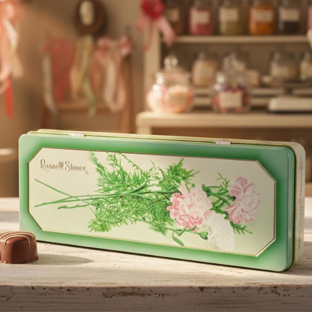 Vintage Russel Stover Choclates Empty Tin Box - Etsy