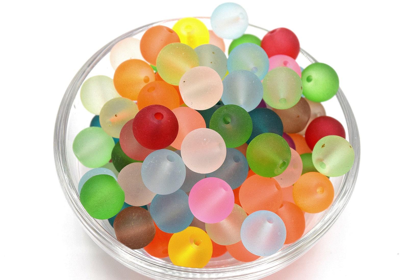 X100 Perles en verre transparentes givré ronde couleur mixte - Etsy France
