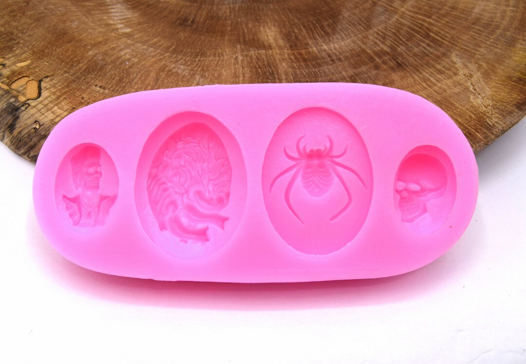 X1 Silicone Mold Skull and Spiders Heart Skeleton Halloween, Making ...