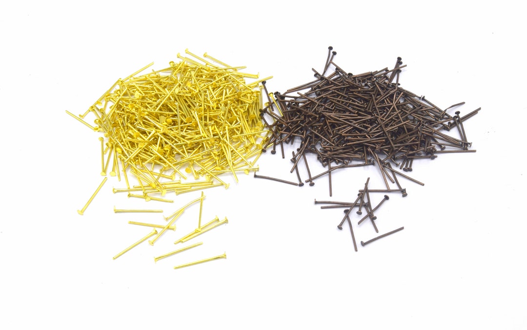 Set of 200 Flat Head Nail Rods Two Color Copper and Gold 18mm Iron, for ...