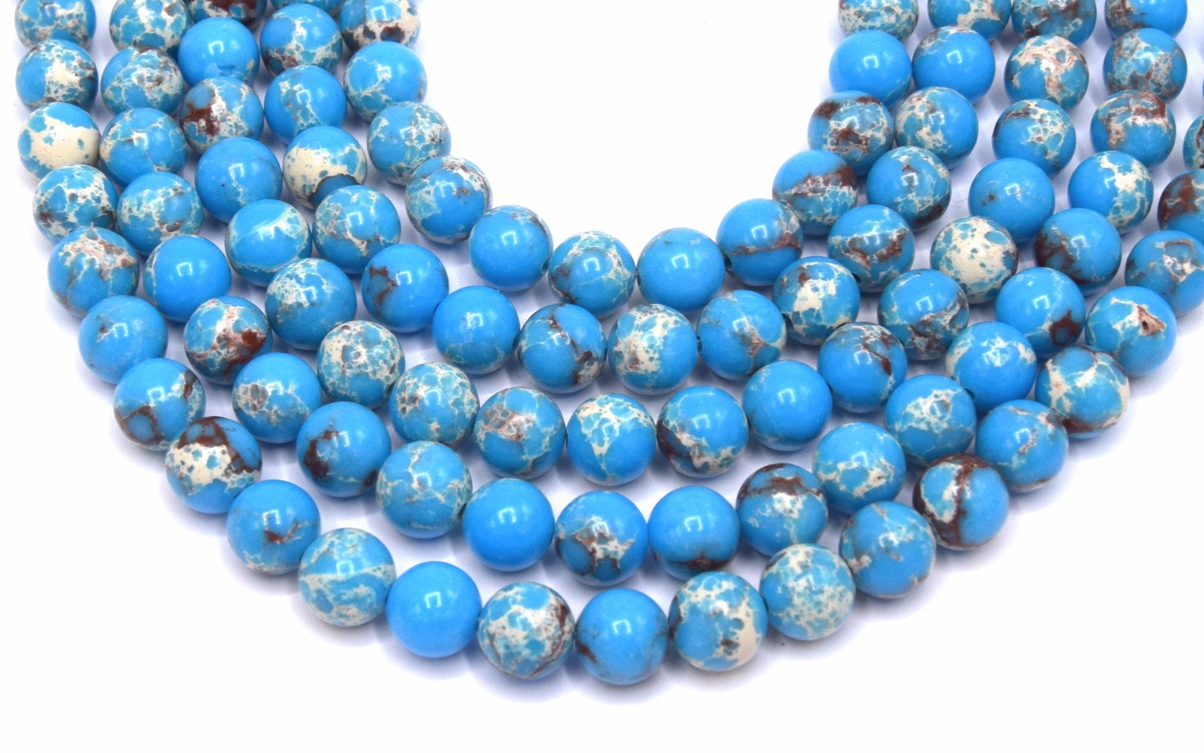 8mm Lapis Blue Imperial Jasper Round Beads Genuine Gemstone