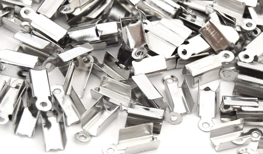 X100 Platinum Color Wire Clamps 12x4mm, Cord Ends Ref: AE100000 - Etsy